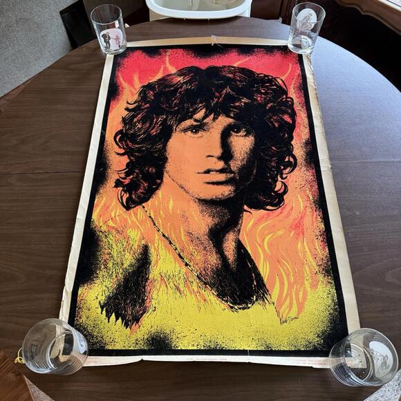 Art | Vintage 1981 Rare Jim Morrison The Doors Colorful Black Light ...